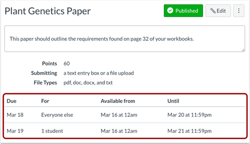 How to add extensions to an assignment for one student – The College Of ...